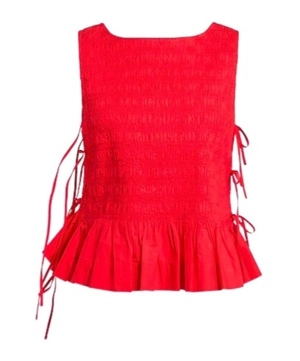 GANNI Off-the-shoulder Peplum Top - Red