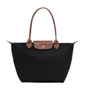 Longchamp Le Pliage Large Tote With Embossed Logo Flap - Black