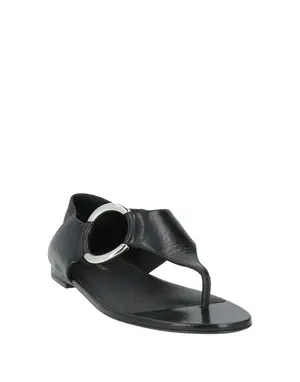 Saint Laurent Flat Leather Thong Sandals With Ring Detail