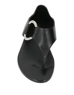 Saint Laurent Flat Leather Thong Sandals With Ring Detail