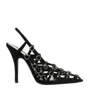 Attico Embellished Suede Slingback Pumps