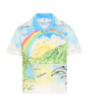 Casablanca Short-sleeve Graphic-print Shirt - Multicolor