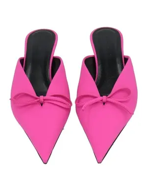 Balenciaga Bow Detail Leather Pointed Toe Mules