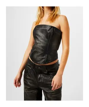 JADED LONDON Lace-up Corset With Side Zip And Curved Hem