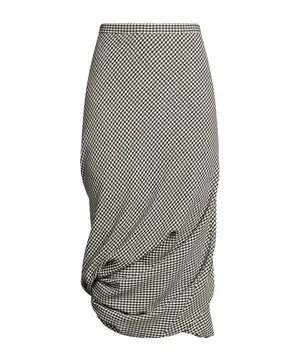 Balenciaga Houndstooth Flannel Midi Skirt