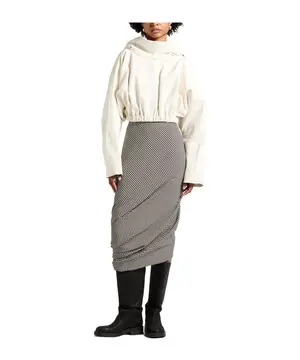 Balenciaga Houndstooth Flannel Midi Skirt