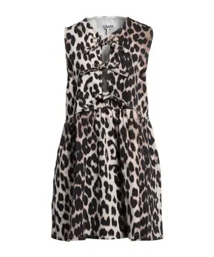 GANNI Leopard Print Denim Sleeveless Dress