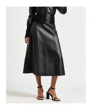 Balenciaga Leather Flared Skirt