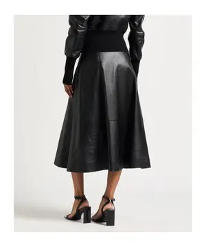 Balenciaga Leather Flared Skirt