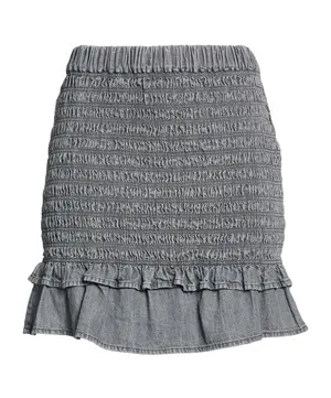 Isabel Marant Étoile Denim Midi Skirt With Gathered Ruffles - Black
