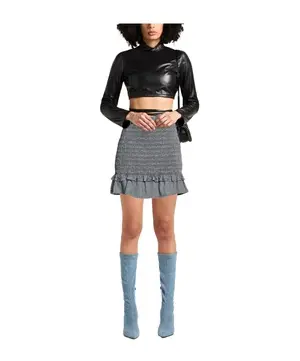 Isabel Marant Étoile Denim Midi Skirt With Gathered Ruffles - Black