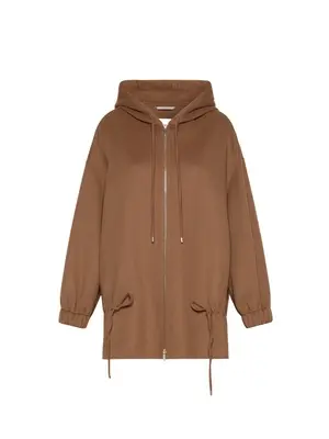 Max Mara Long-sleeved Hooded Coat With Drawstring Details