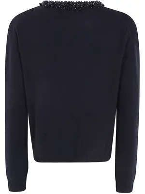 SEMICOUTURE Denny Beaded Embellished Crew Neck Sweater