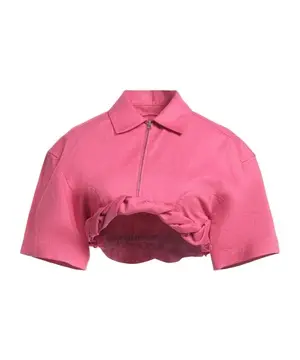 Jacquemus Cropped Short Sleeve Top With Zipper Detail - Fuchsia