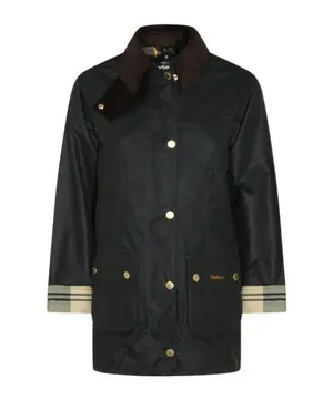 Barbour Waxed Cotton Jacket With Plaid Paneling