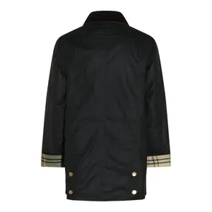 Barbour Waxed Cotton Jacket With Plaid Paneling