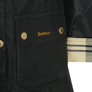 Barbour Waxed Cotton Jacket With Plaid Paneling