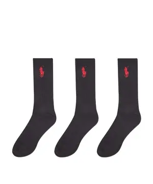 Polo Ralph Lauren Big Pony Crew Socks 3 Pack - Black