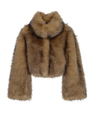 ROTATE BY BIRGER CHRISTENSEN Fur Coat With Long Sleeves - Multicolor
