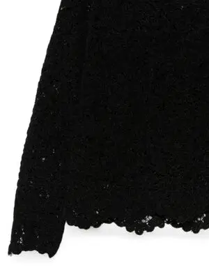 SEMICOUTURE Lace V-neck Knit Top