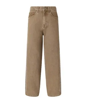 Pinko Wide-leg Embellished Denim Jeans