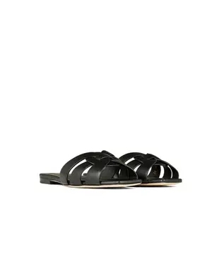 Saint Laurent Logo Slippers - Black