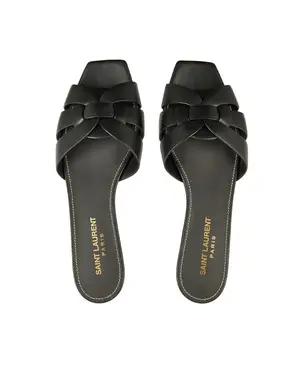 Saint Laurent Logo Slippers - Black