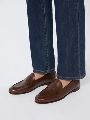 Max Mara Jordan Semi-glossy Leather Loafers
