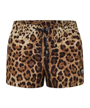 Dolce & Gabbana Leopard Print Swim Shorts - Brown