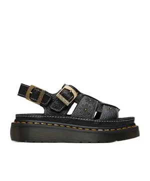 Dr. Martens Wrenlie Flower-embossed Buckled Sandals - Black