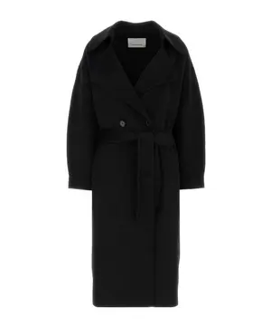 THE FRANKIE SHOP Belted Double-breasted Coat - Black