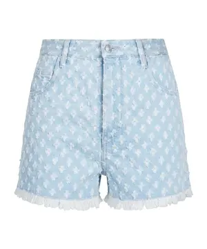Isabel Marant Étoile Distressed Light Wash Denim Shorts With Fringe Hem