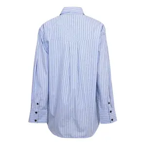 GANNI Striped Cotton Oversized T-shirt - Blue