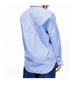 GANNI Striped Cotton Oversized T-shirt - Blue
