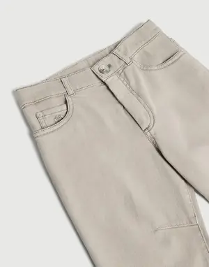 Brunello Cucinelli Lightweight Dyed Denim Trousers With Contrast Stitching