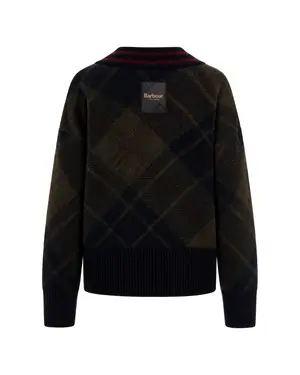 Barbour Shae V-neck Tartan Jumper - Black