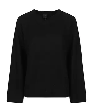 Pinko Long Sleeve V-neck Sweater - Black
