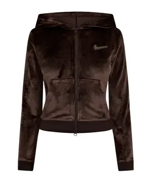 Nike Hooded Zip-up Velour Sweatshirt - Black