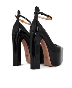 Valentino Garavani Patent Leather Platform Heels With Ankle Strap