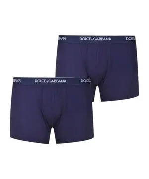 Dolce & Gabbana Plain Cotton Stretch Boxers, 2-pack - Blue