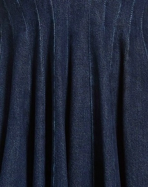 Sportmax Pleated Denim Long Sleeve Dress