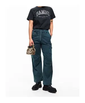 GANNI Cotton Straight Leg Cargo Trousers