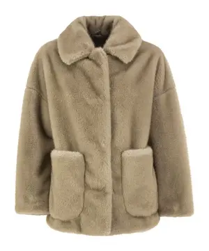 Herno Faux Fur Aviator Jacket - Beige
