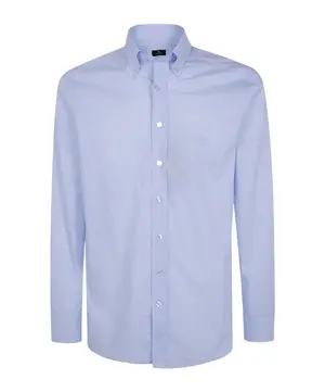 Etro Roma Logo Button-down Shirt - Light Blue