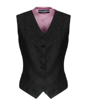 Dolce & Gabbana Solid Sleeveless V-neck Waistcoat - Black