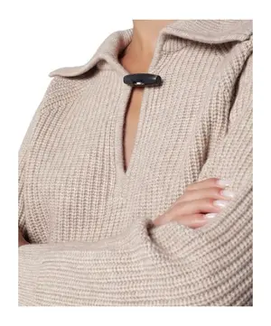 Isabel Marant Étoile Miranda Ribbed Knit V-neck Jumper With Toggle Closure - Beige