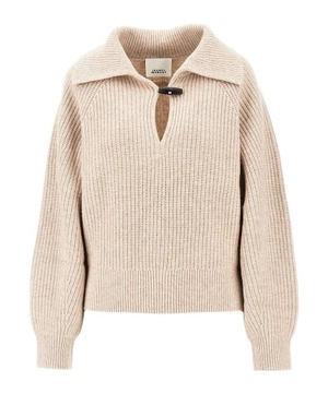 Isabel Marant Étoile Ribbed Knit Collared Sweater With Button Detail - Beige