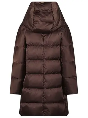 Herno Zip-up Drawstring Hooded Down Coat - Brown