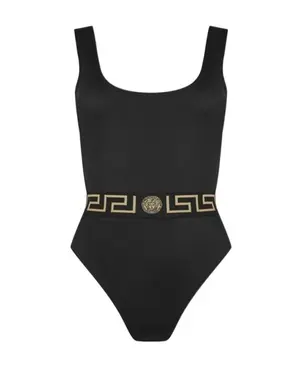 Versace Logo Embellished One-piece Swimsuit - Black