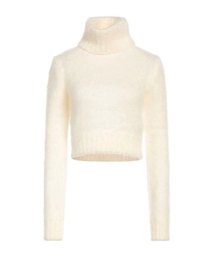 Saint Laurent Solid-color High-neck Knitted Sweater - White